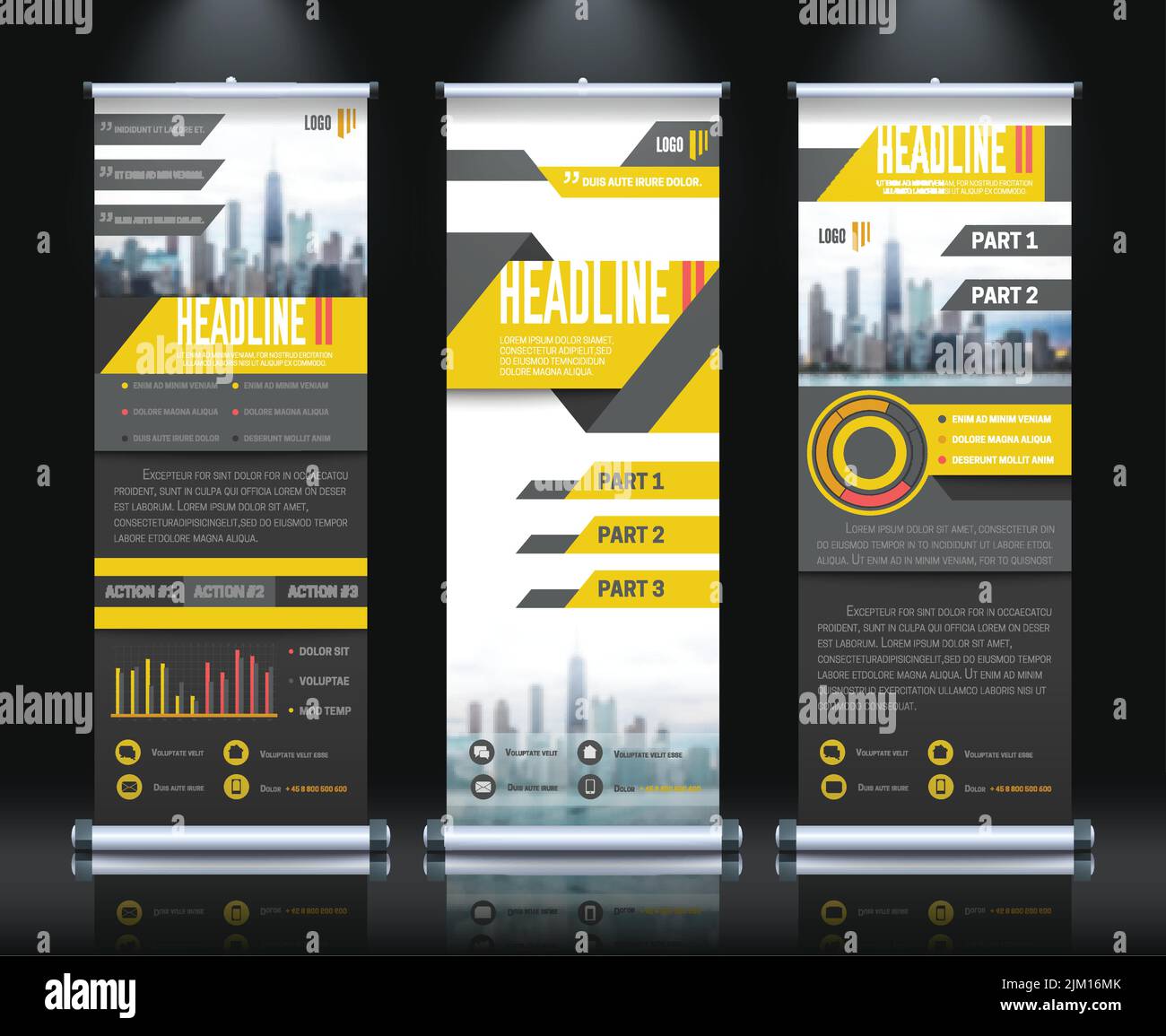 Report rollup vertical banners set realistic isolated vector illustration Stock Vector Image ...