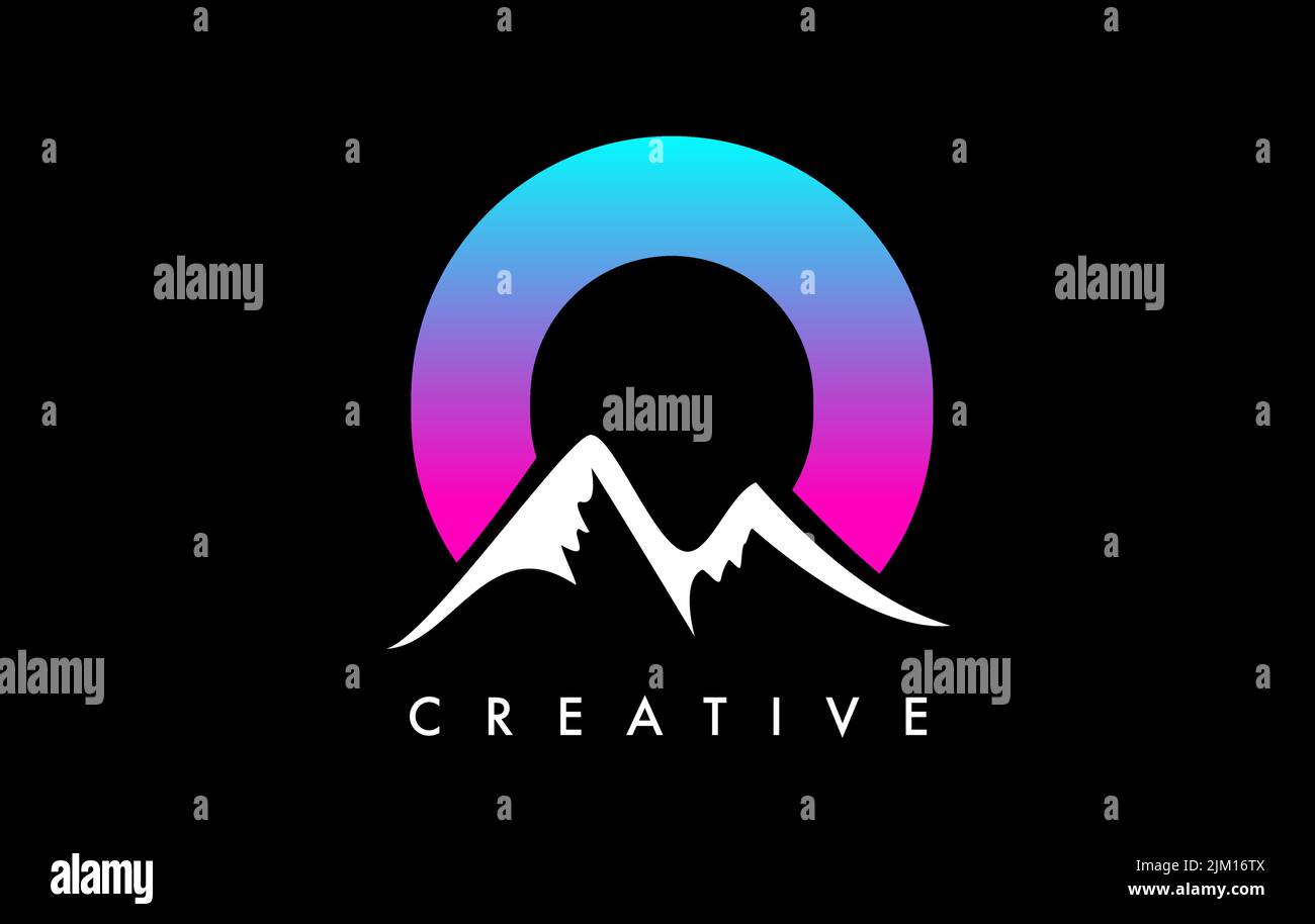 O Letter Mountain Icon Logo Design. Letter O with Mountain Peaks and ...