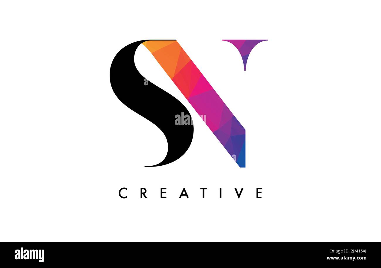 SN Letter Design with Creative Cut and Colorful Rainbow Texture. SN ...