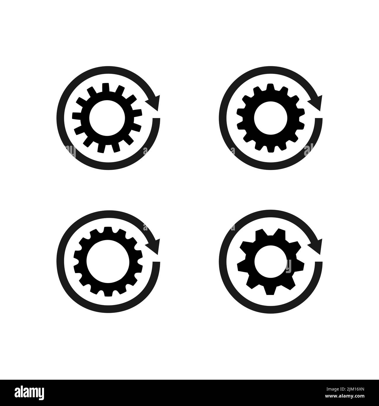 Set of sync process icons. Gear sign in arrow. Gear rotate. Cogwheel vector Stock Vector Image ...