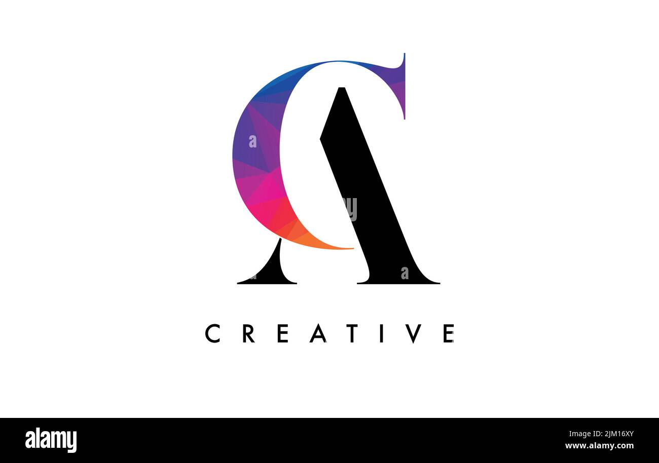 CA Letter Design with Creative Cut and Colorful Rainbow Texture. CA ...