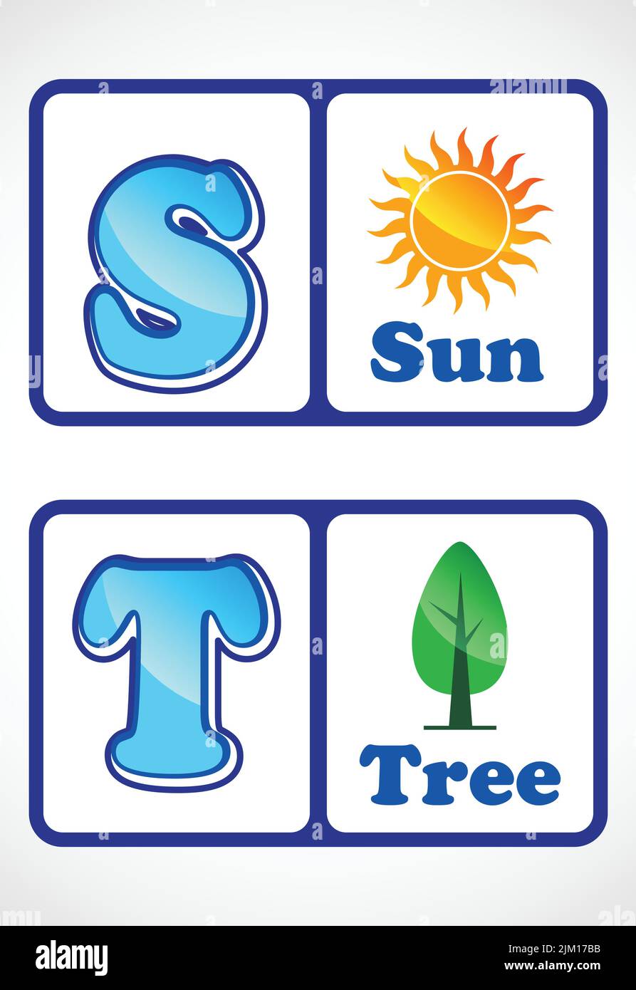 Alphabet flashcards for kids. Educational preschool learning ABC card with an element Stock ...