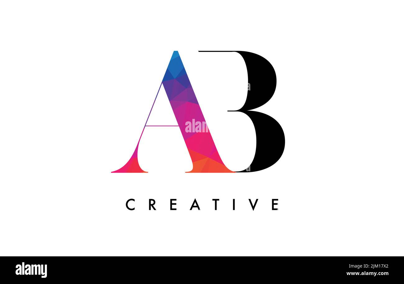 AB Letter Design with Creative Cut and Colorful Rainbow Texture. AB ...