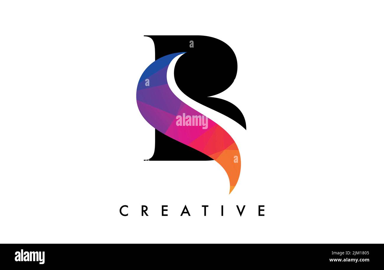 SB Letter Design with Creative Cut and Colorful Rainbow Texture. SB ...