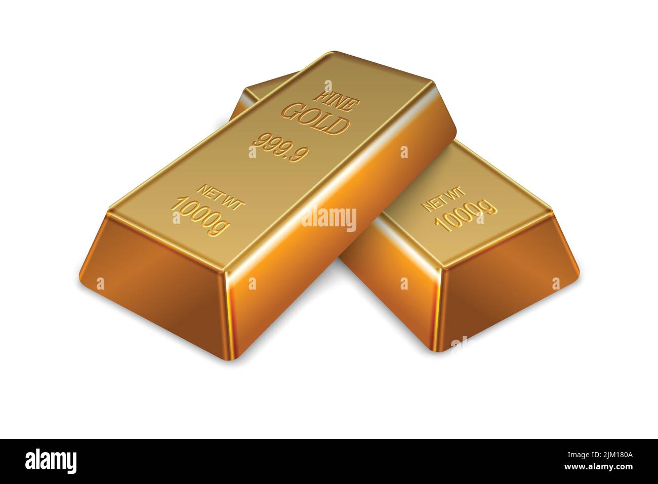 3d realistic gold bar on a white background. Vector illustration Stock ...