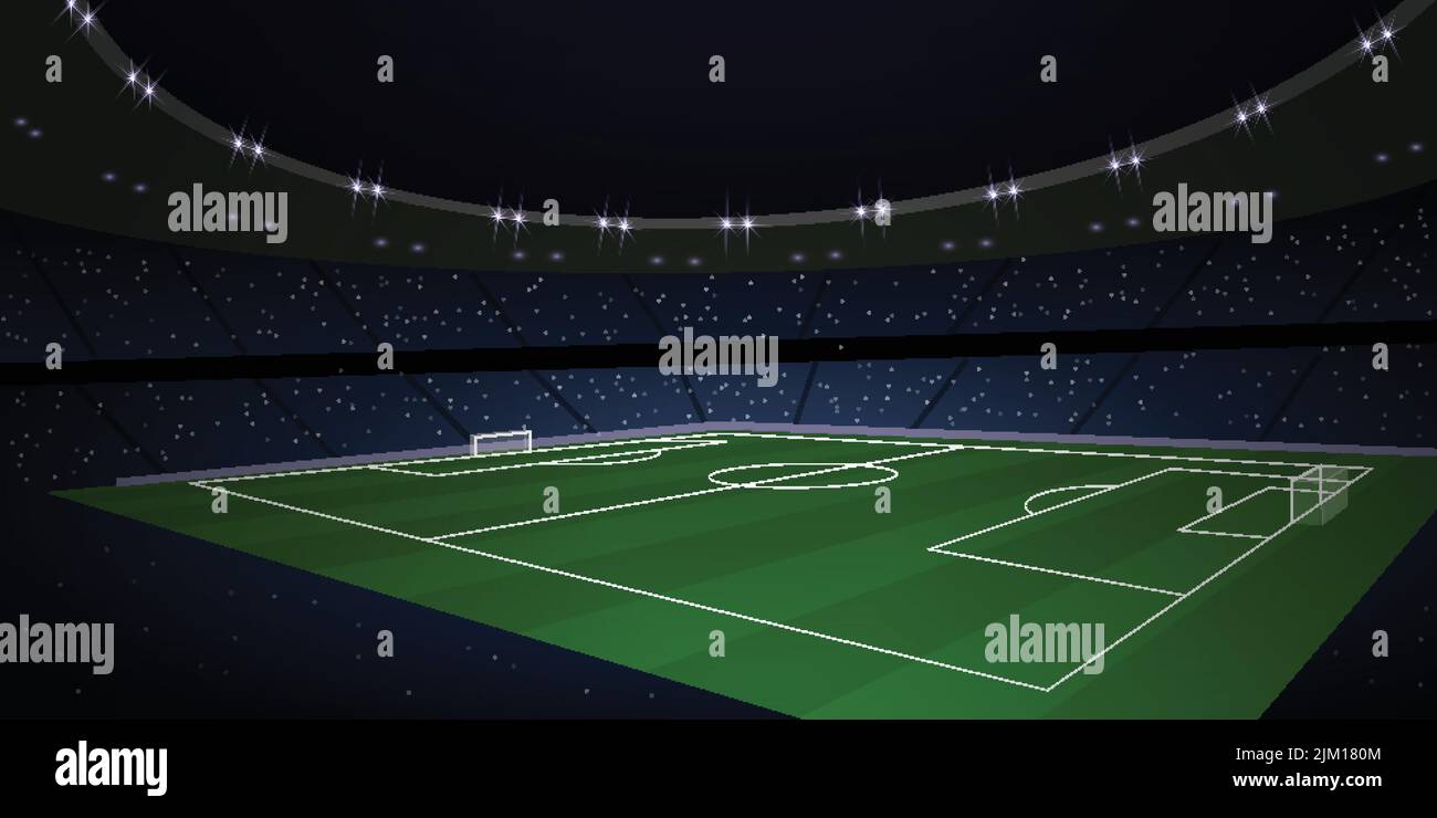 3d realistic soccer stadium at night. Football arena background Stock ...