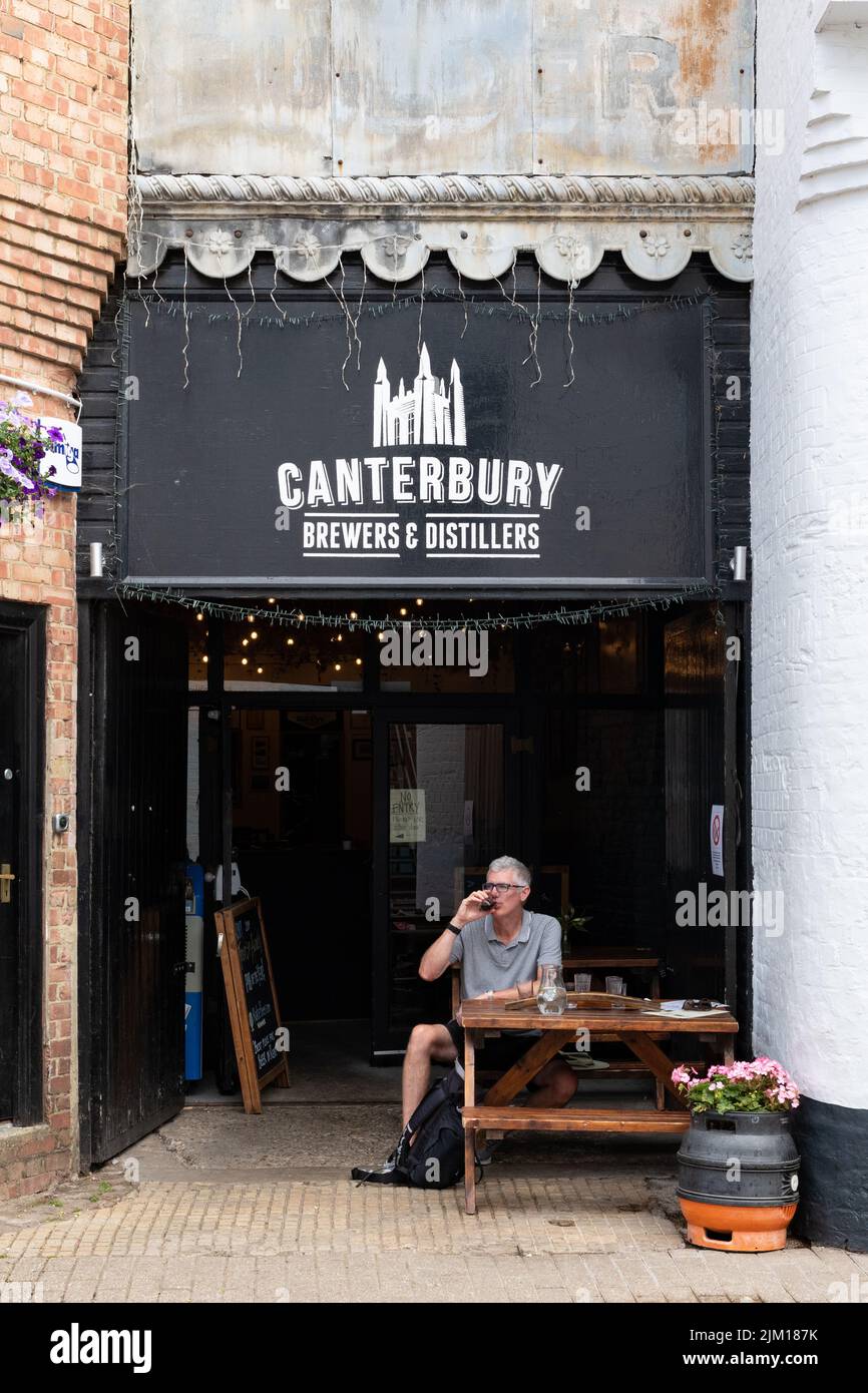The Foundry Brew Pub, Canterbury, England, UK - man with beer flight ...