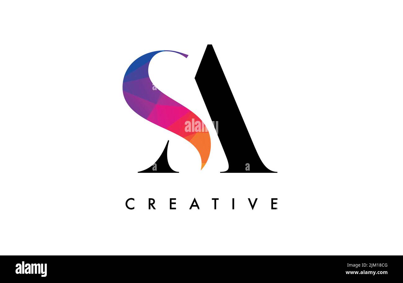 SA Letter Design with Creative Cut and Colorful Rainbow Texture. AS ...