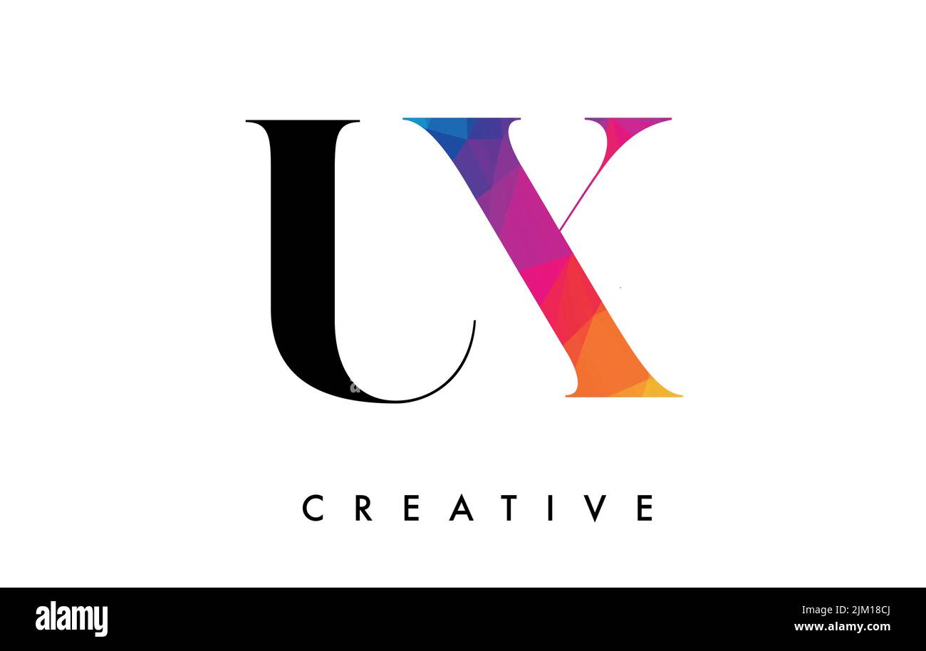 UX Letter Design with Creative Cut and Colorful Rainbow Texture. UX ...