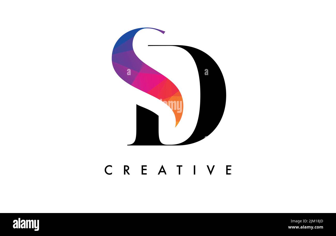 SD Letter Design with Creative Cut and Colorful Rainbow Texture. SD ...