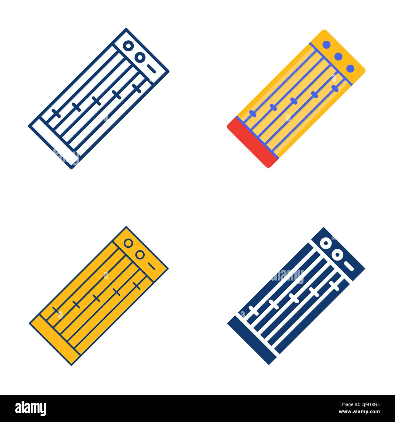 Koto icon set in flat and line style. Tradtional Japanese musical ...