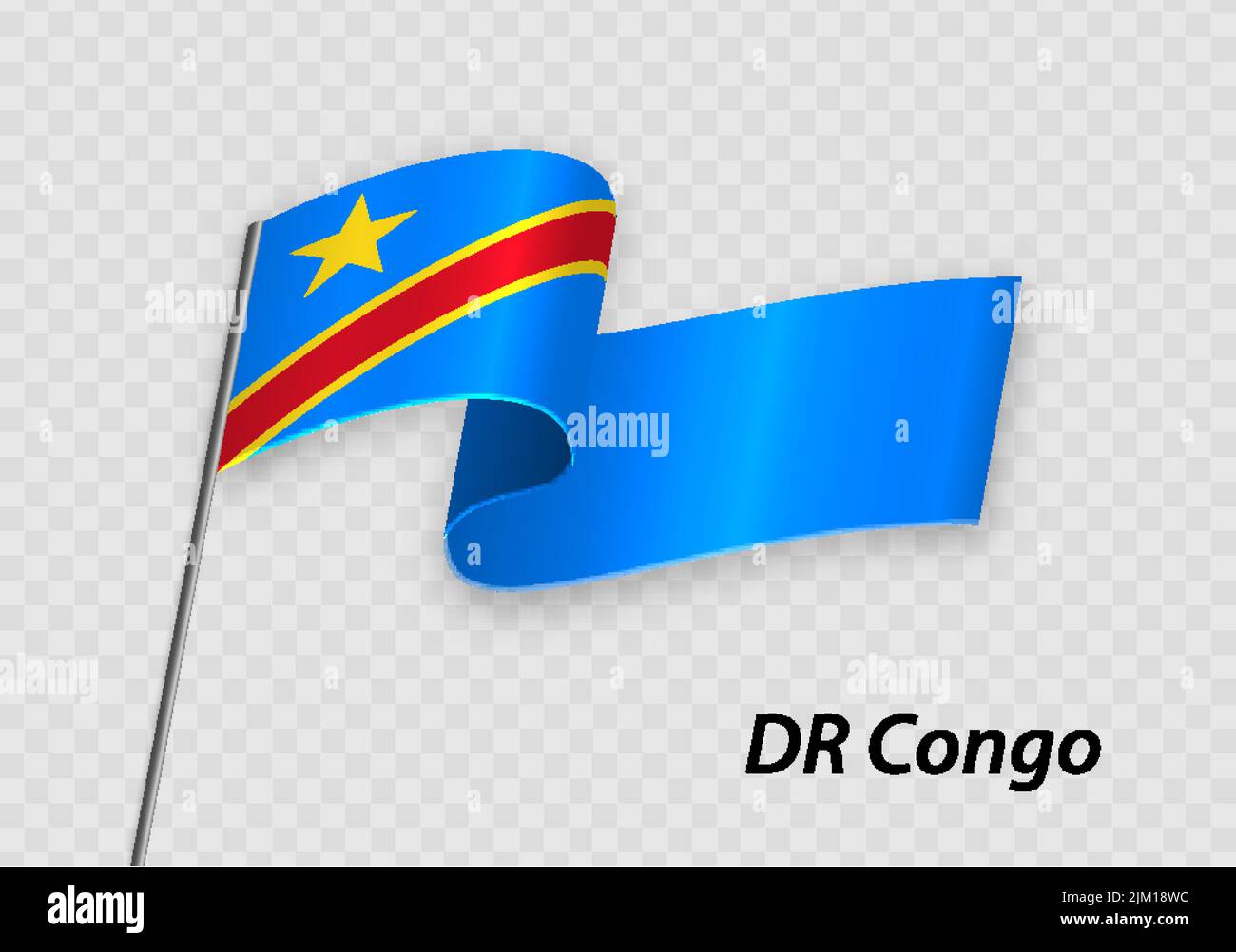 Waving flag of DR Congo on flagpole. Template for independence day ...