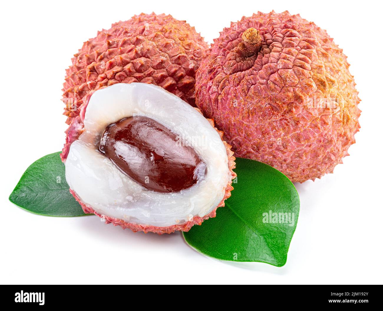 Whole and opened lychee fruit isolated on white background Stock Photo ...