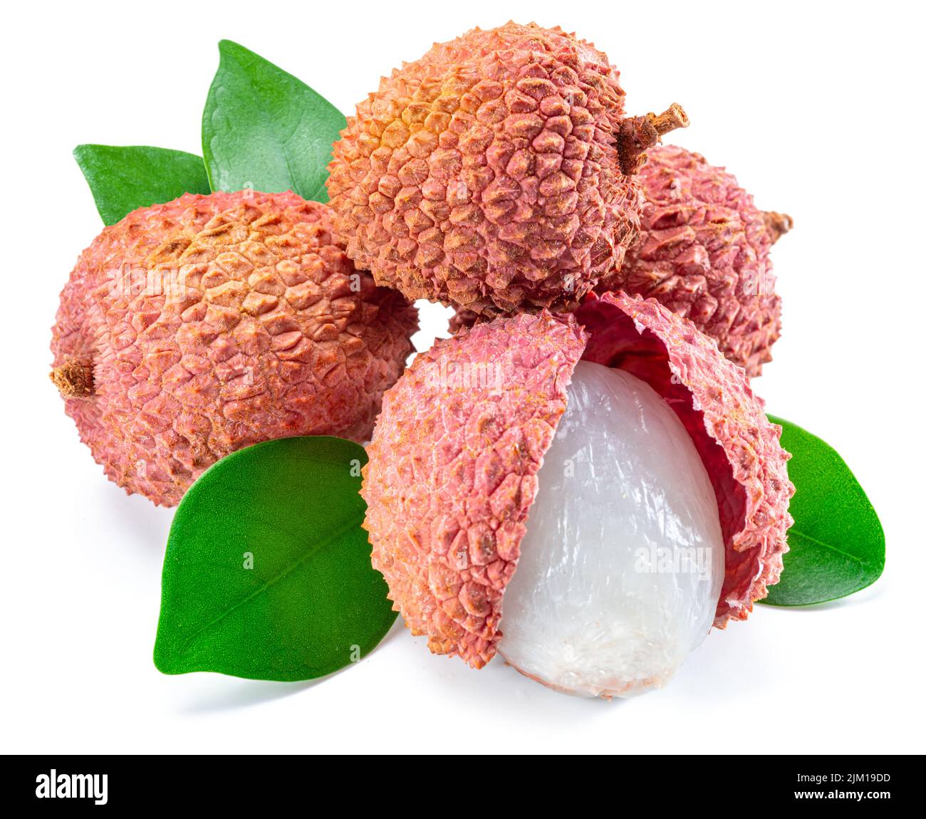 Whole and opened lychee fruit isolated on white background Stock Photo ...