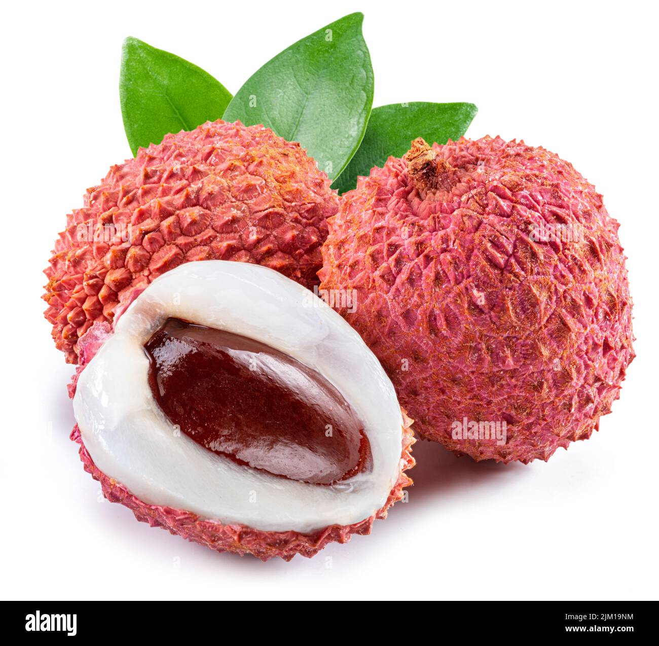 Whole and opened lychee fruit isolated on white background Stock Photo ...