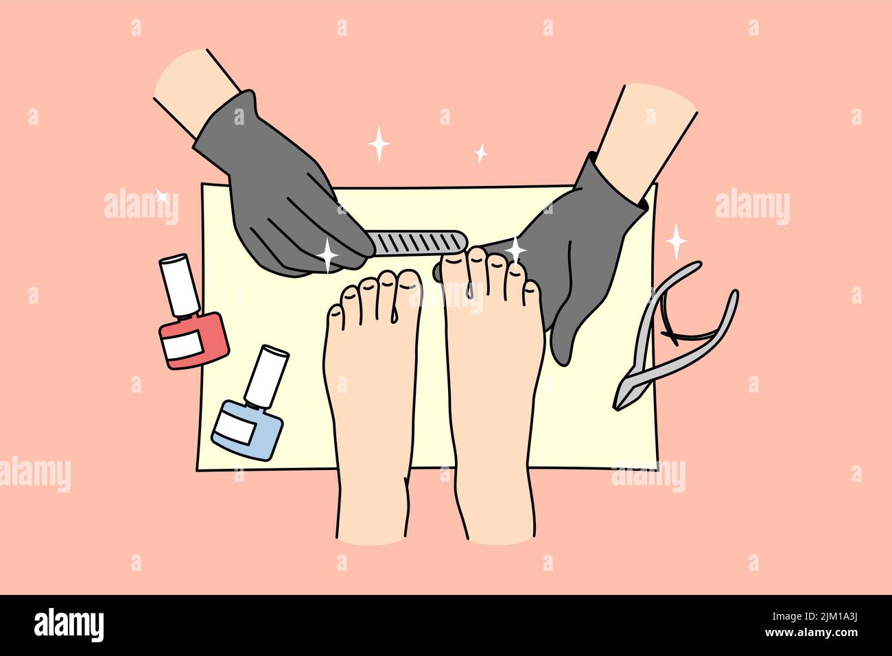 Closeup of woman get pedicure in salon. Female client care about ...