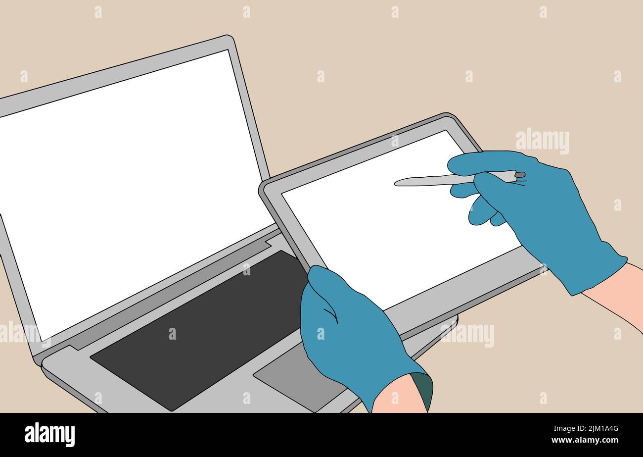 Hand illustration and drawing pad Stock Vector Image & Art - Alamy