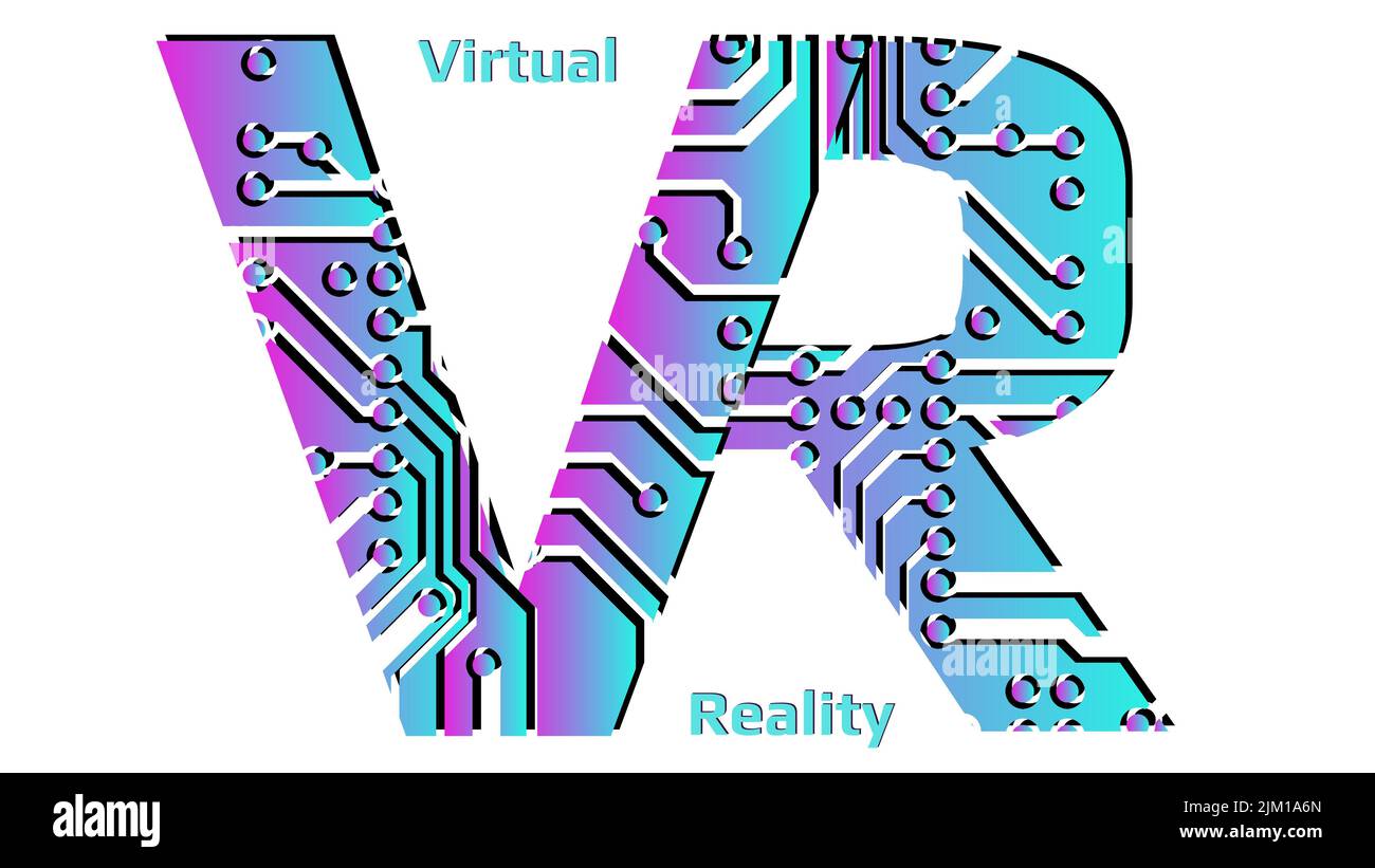 Colorful letters VR abbreviation for Virtual Reality perforated with ...