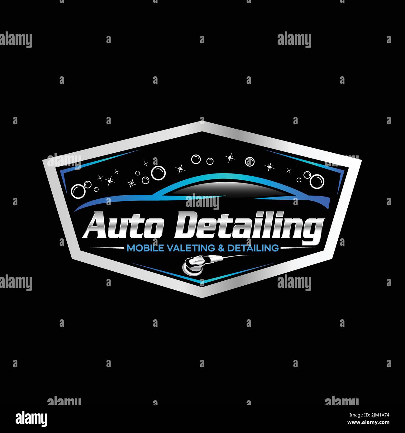 The blue and silver mobile valeting and detailing service company logo ...