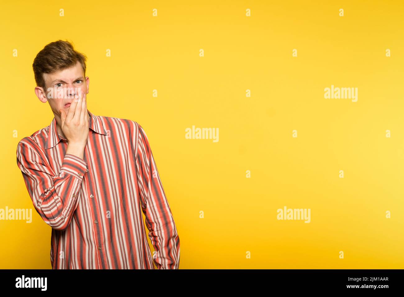 squeamishness nausea repulsion man disgusted Stock Photo - Alamy