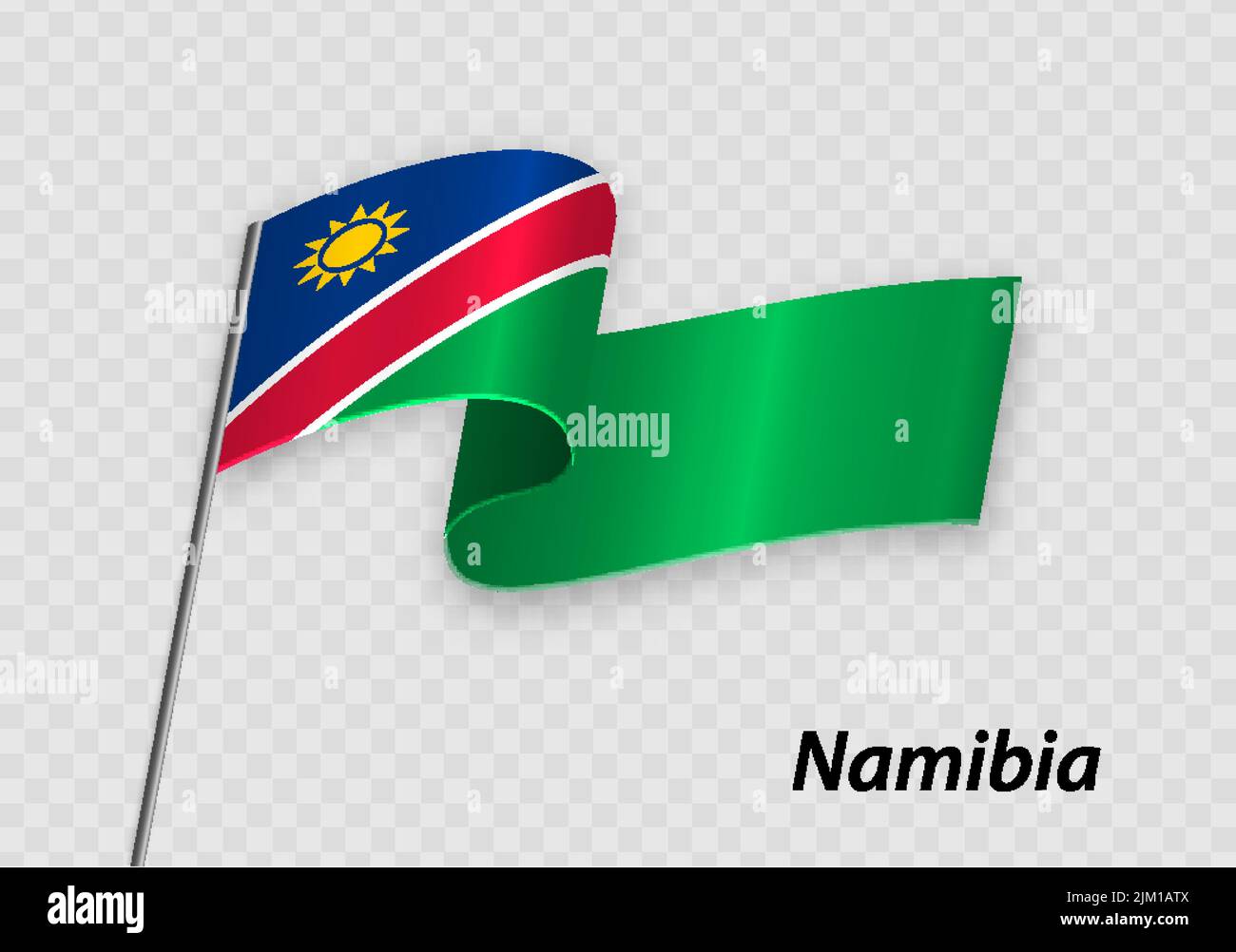 Waving flag of Namibia on flagpole. Template for independence day ...