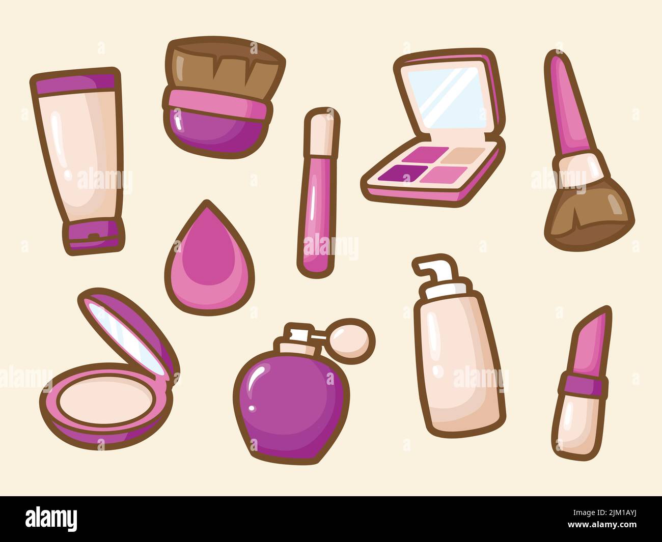 Makeup kit set, illustration of individual make up kit and cosmetic ...