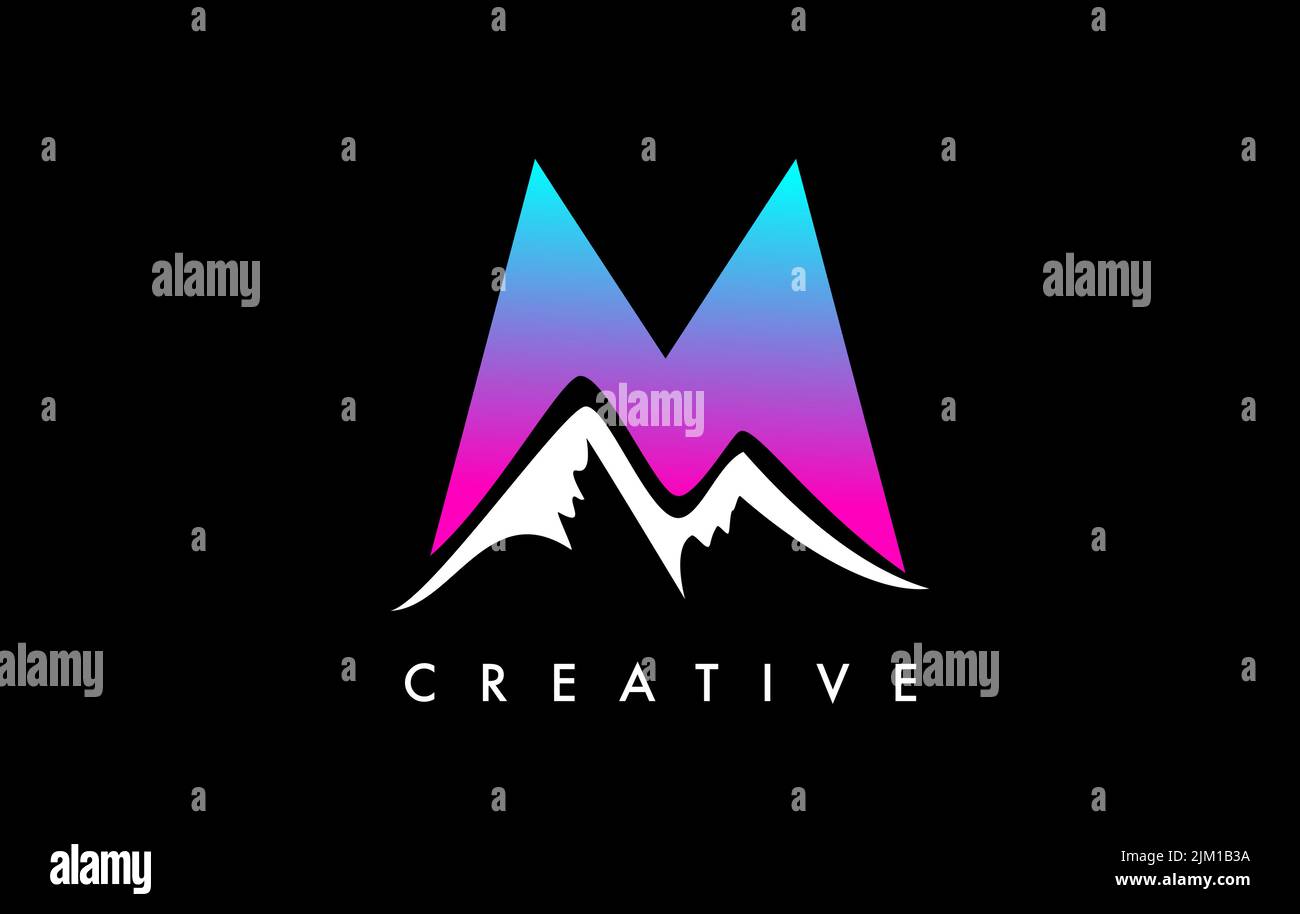 M Letter Mountain Icon Logo Design. Letter M with Mountain Peaks and ...