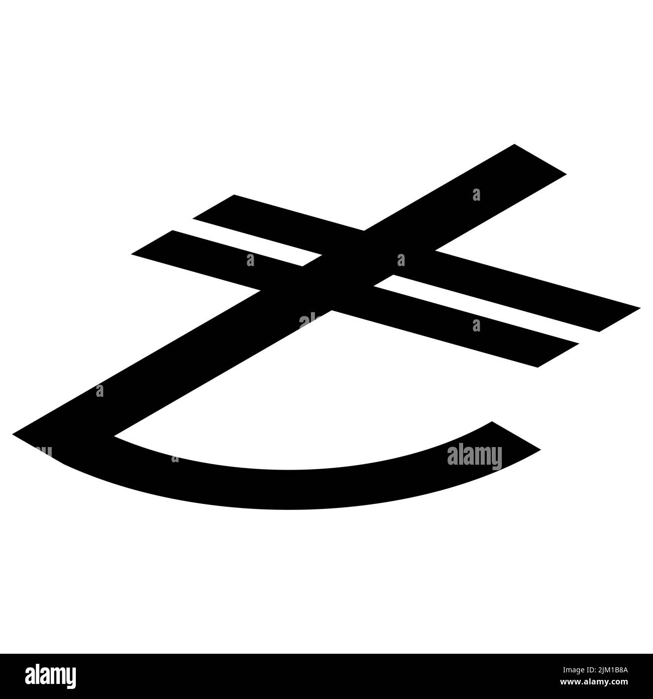 Turkish lira TRY currency sign black silhouette isometric top view ...
