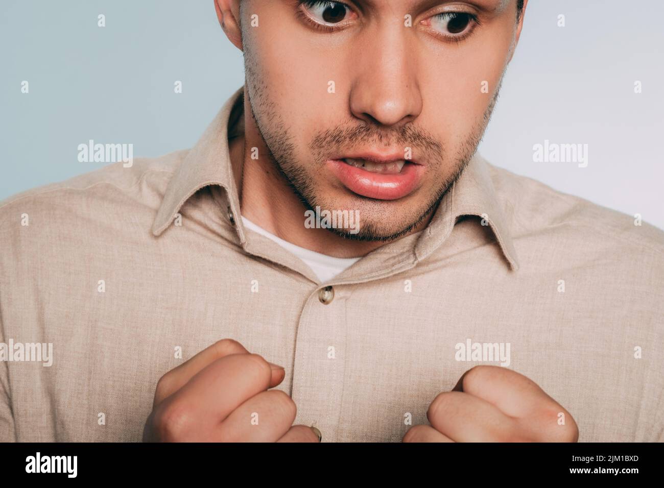 scared terrified man petrified horror emotion Stock Photo - Alamy