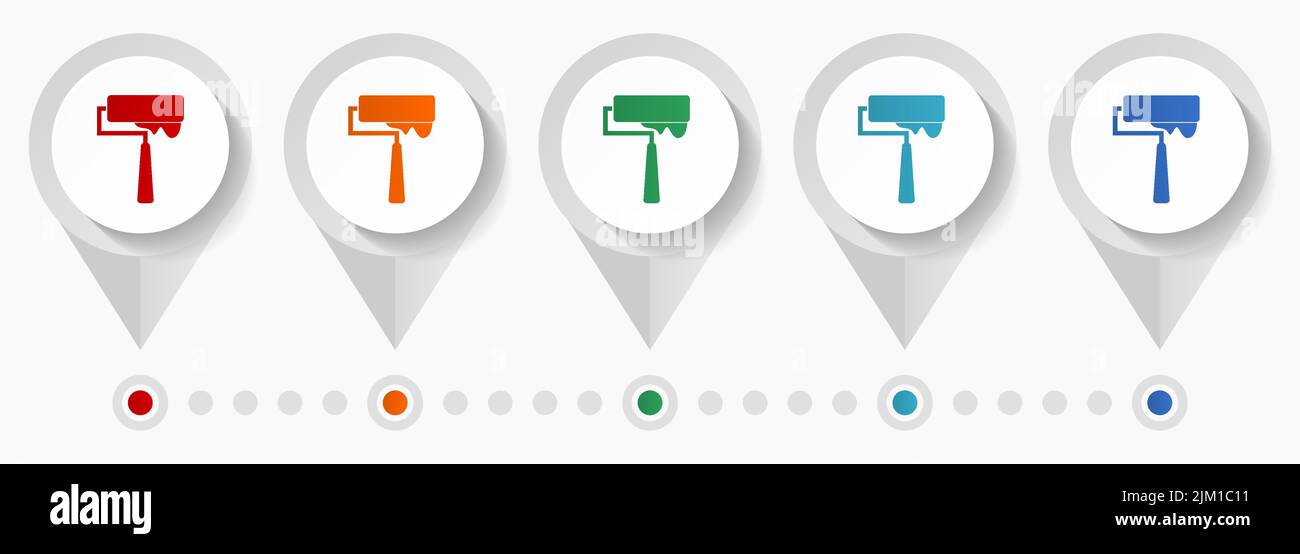 Paintroll concept vector icons, editable infographic template, set of ...