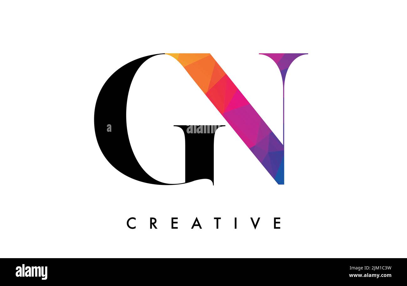 GN Letter Design with Creative Cut and Colorful Rainbow Texture. GN ...