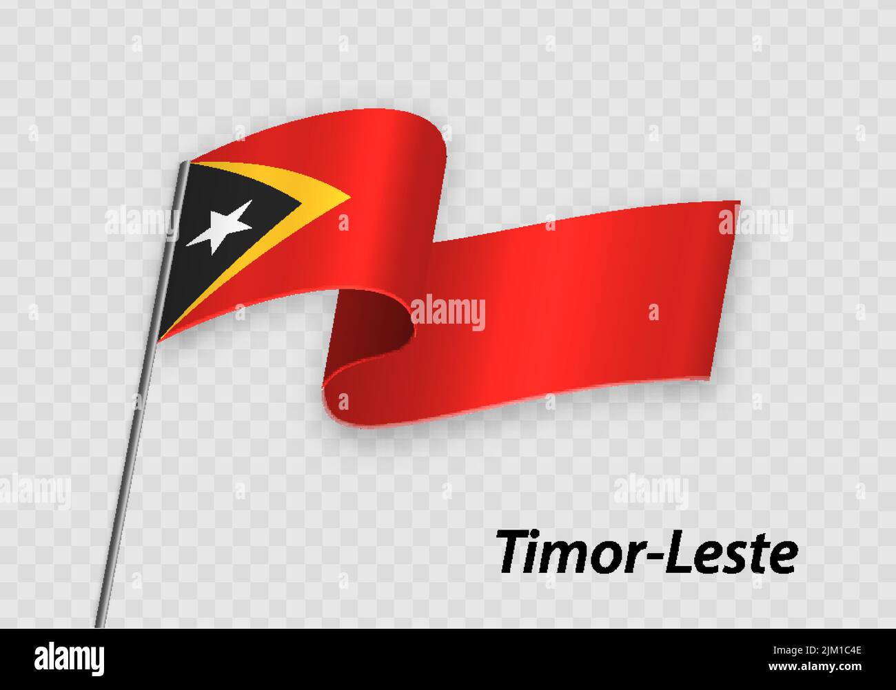 Waving flag of Timor-Leste on flagpole. Template for independence day ...