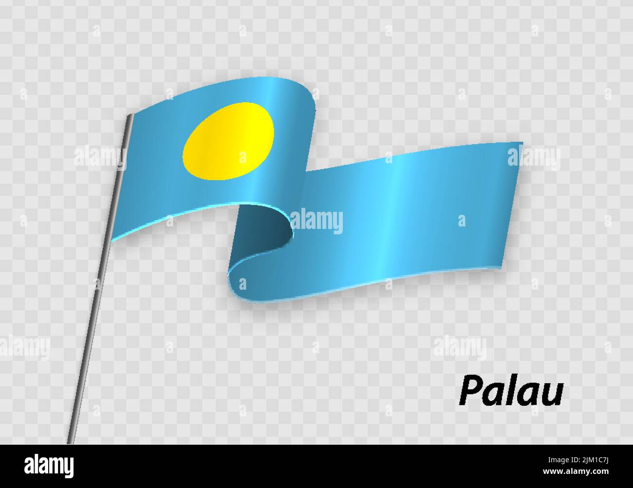 Waving flag of Palau on flagpole. Template for independence day design ...