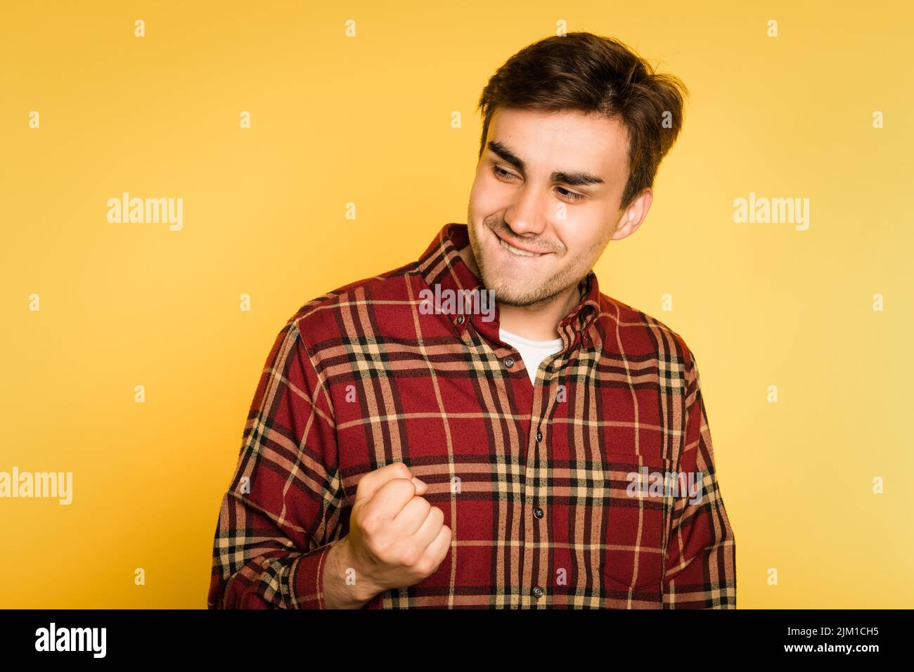 victory confident delighted man success emotion Stock Photo - Alamy