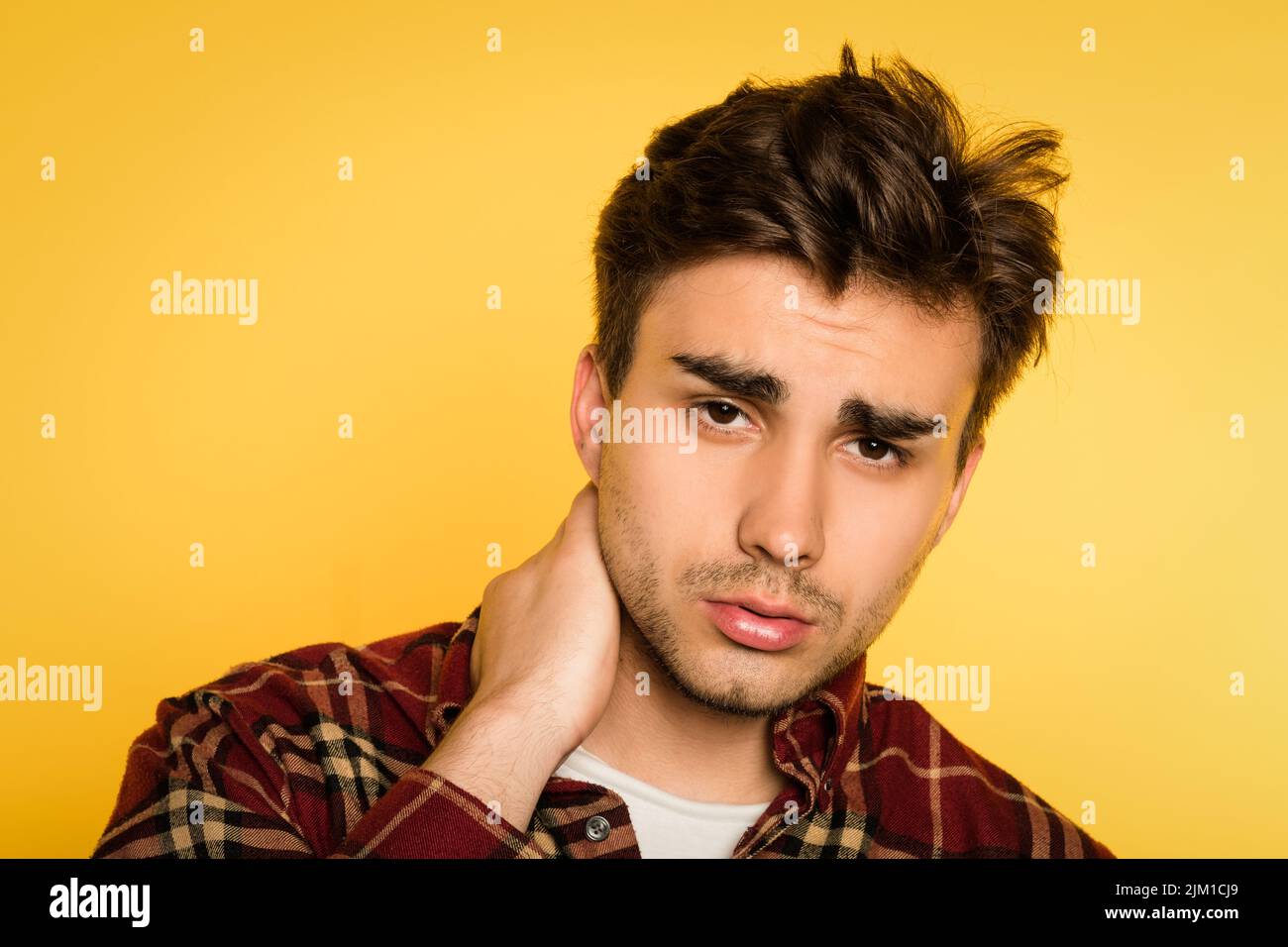 sad man worried troubled look regret emotion Stock Photo - Alamy