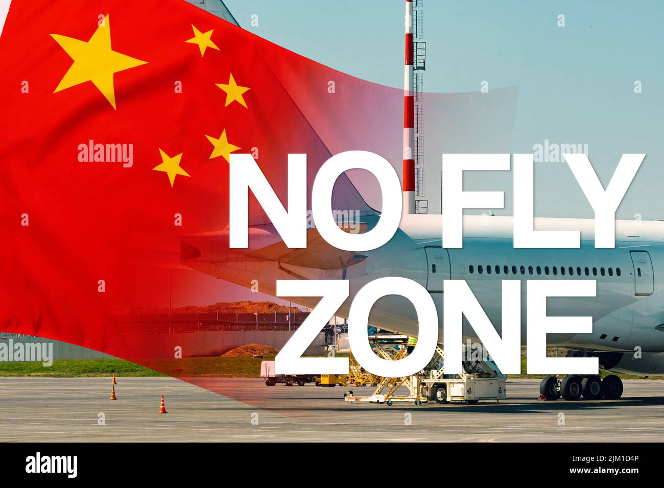 Airplane with forbidden sign and China flag. No fly zone in China Stock ...