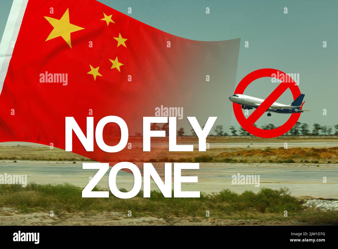 Airplane with forbidden sign and China flag. No fly zone in China Stock ...