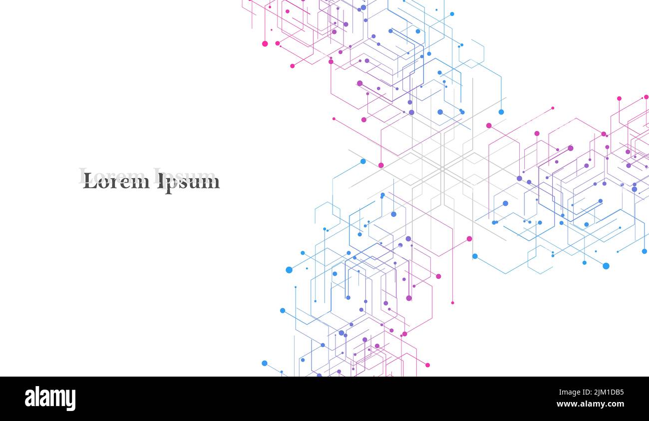 abstract blue pink hexagon, network image, geometric texture background ...