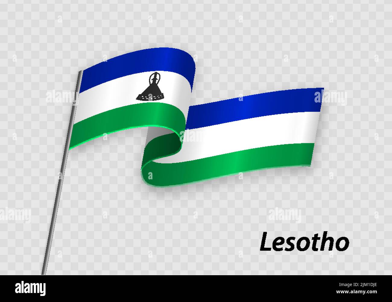 Waving flag of Lesotho on flagpole. Template for independence day ...