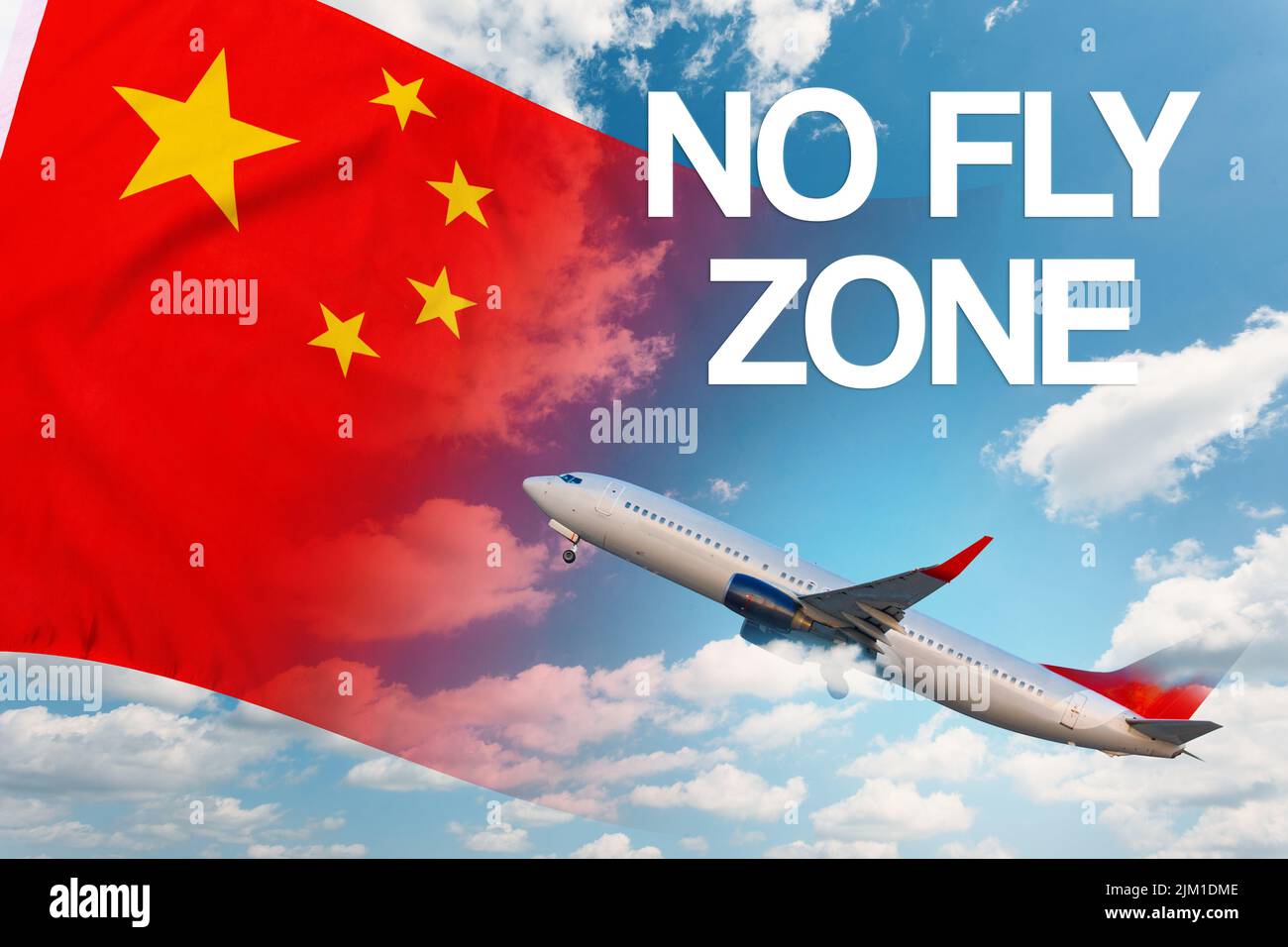 Airplane with forbidden sign and China flag. No fly zone in China Stock ...