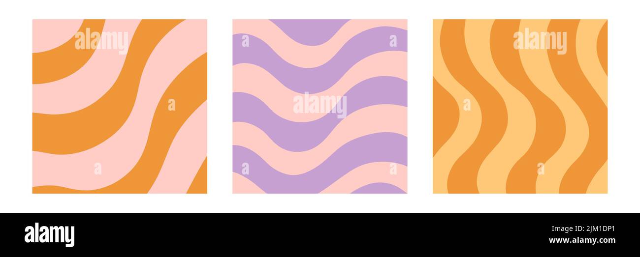 Retro 70s Wavy Abstract background covers set Stock Vector Image & Art ...