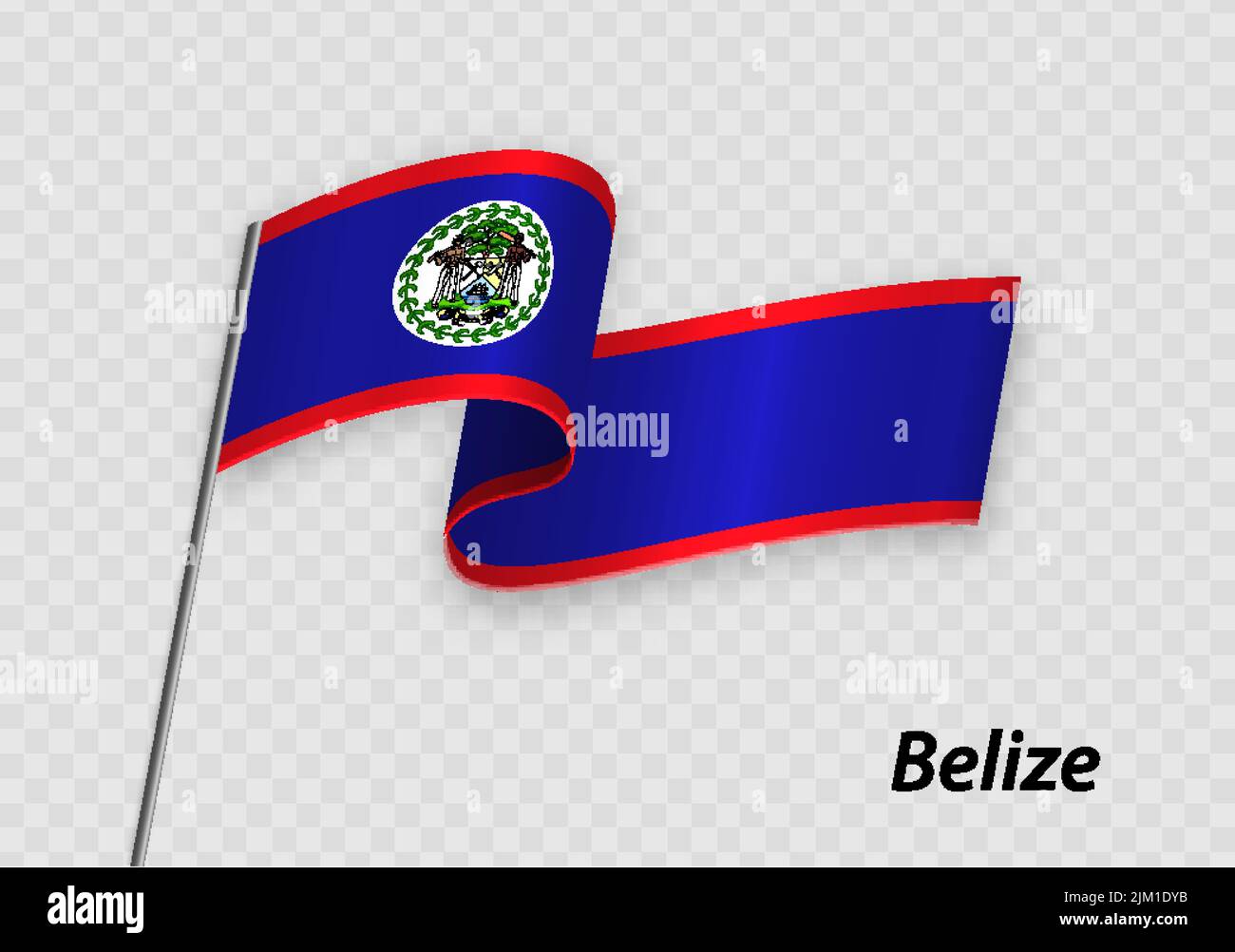 Waving flag of Belize on flagpole. Template for independence day design ...