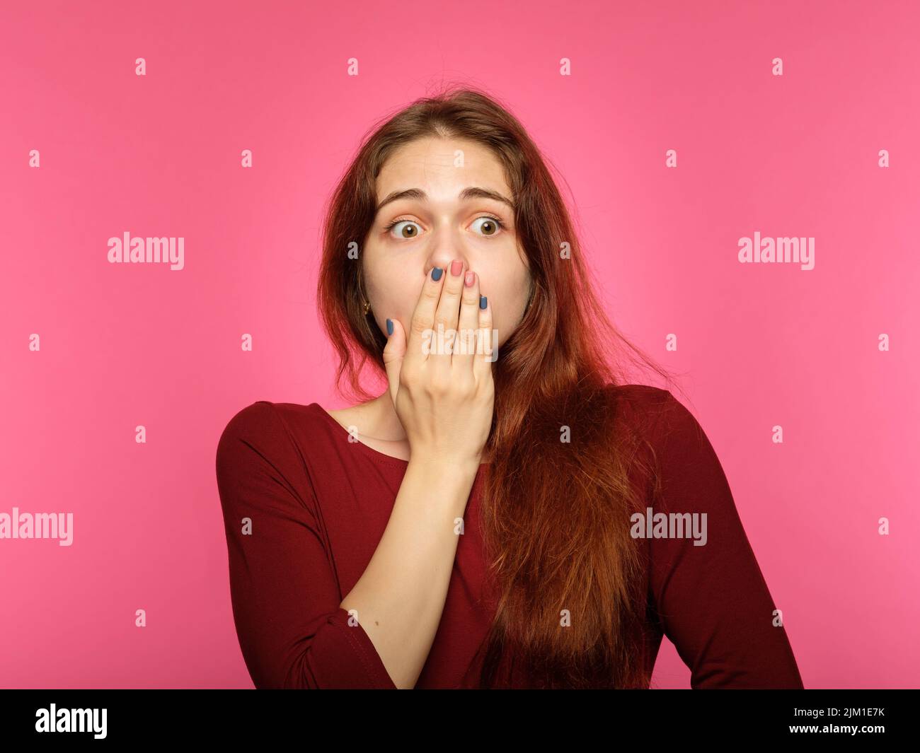 shocked astonished girl gasping reaction emotion Stock Photo - Alamy