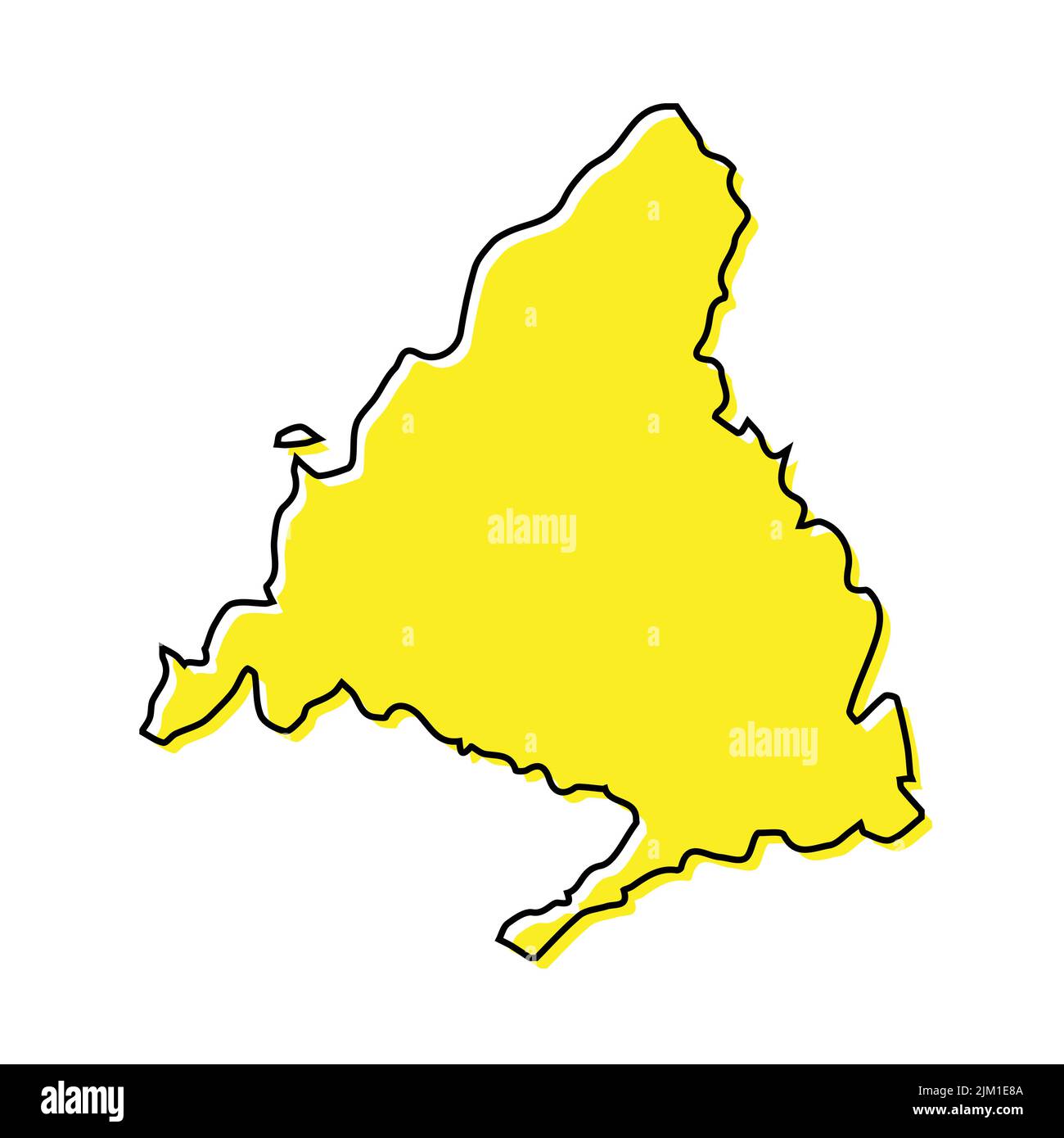 Simple outline map of Community of Madrid is a region of Spain. Stylized minimal line design ...