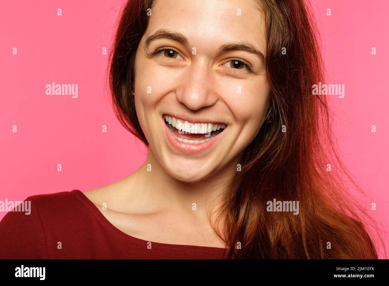 emotion face happy joy thrilled girl beaming smile Stock Photo - Alamy