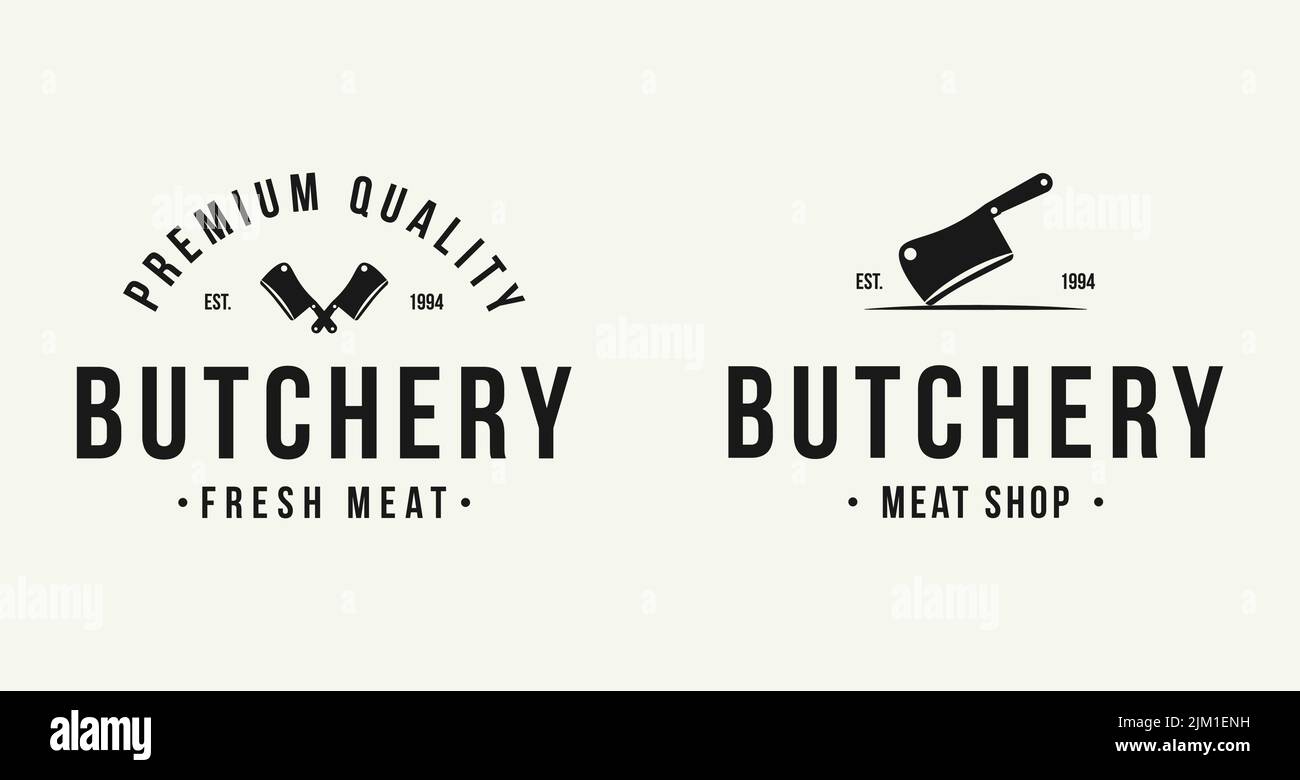 a logo design for butchery with meat knife icon Stock Vector Image ...