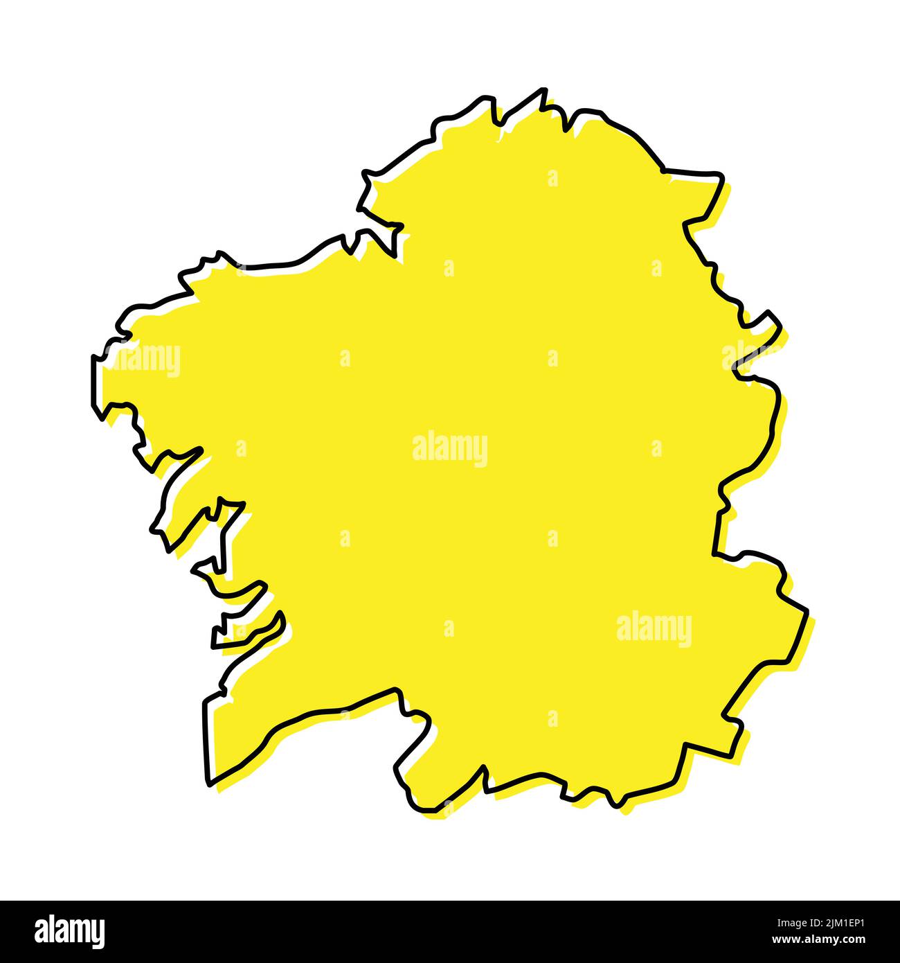 Simple outline map of Galicia is a region of Spain. Stylized minimal line design Stock Vector ...