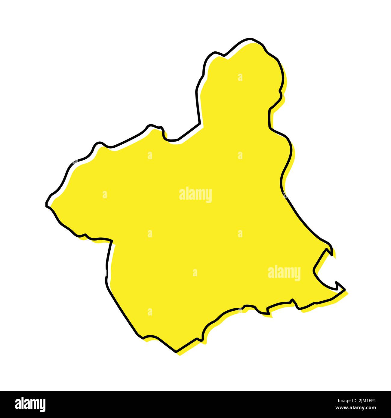 Simple outline map of Murcia is a region of Spain. Stylized minimal ...