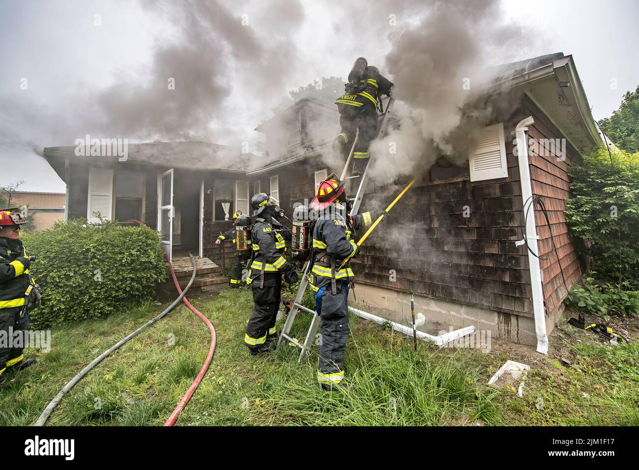 The East Hampton Fire Department holds a live-burn training exercise at ...