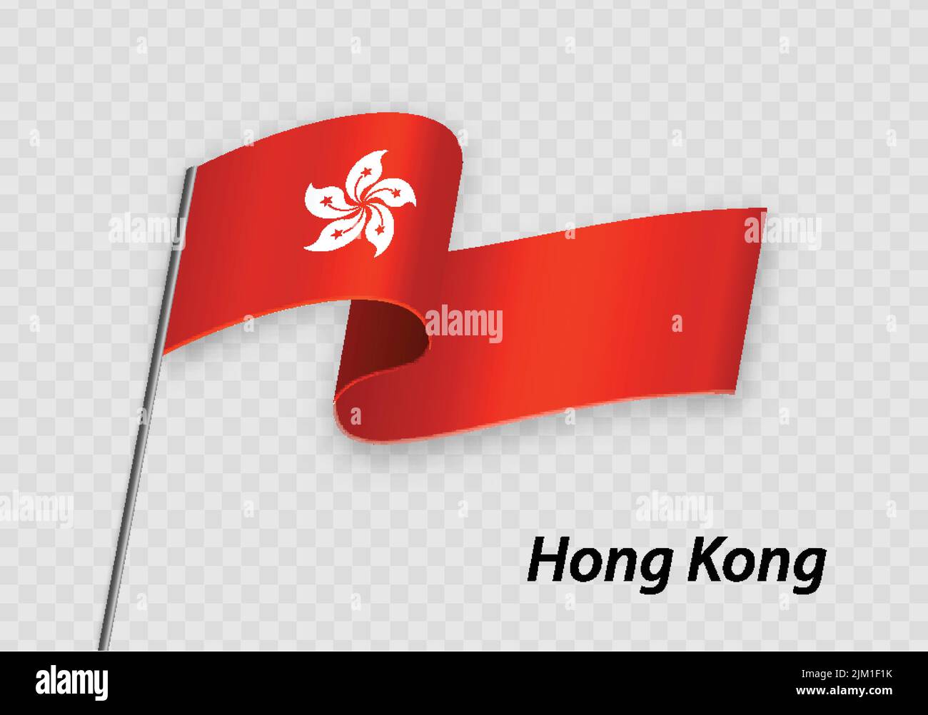 Waving flag of Hong Kong on flagpole. Template for independence day ...